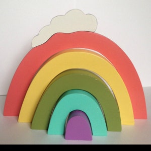 Little Stacker Rainbow With Cloud Unfinished Pine - Etsy