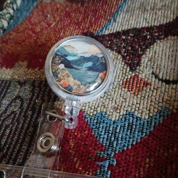 Vintage Map and Compass Retractable Badge Holder Compass Badge Reel ...