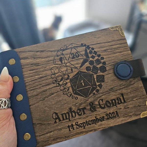 Dungeon Master Wedding Guest Book, Rustic Oak & Leather Dnd Album - Etsy