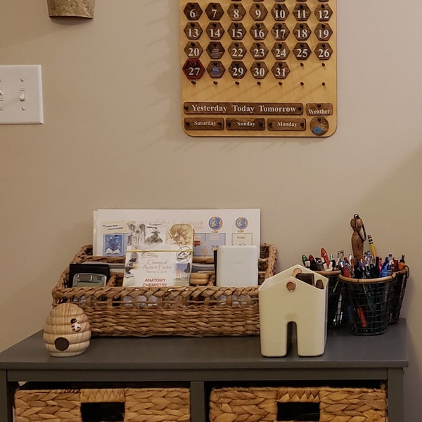 Montessori Wooden Perpetual Calendar for Kids, Classroom, Homeschool ...