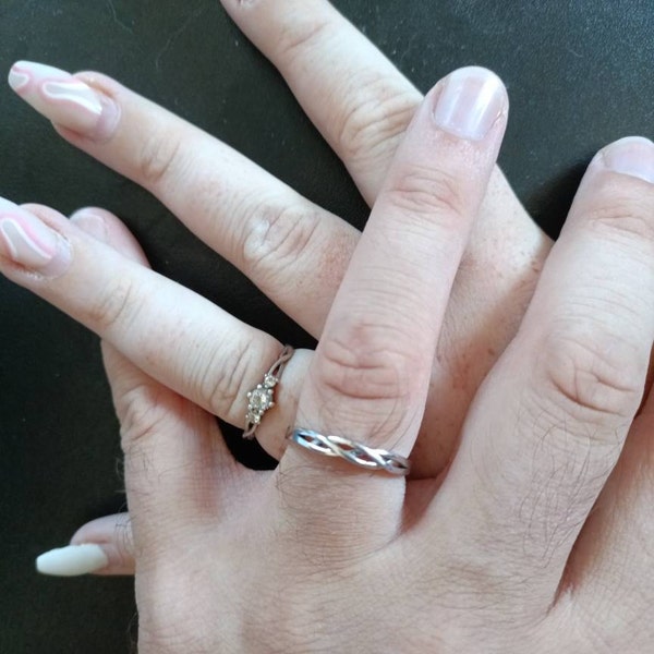 Gold Diamond Promise Ring Set for Couples Matching Ring Set for Him and Her His and Her Couple ...