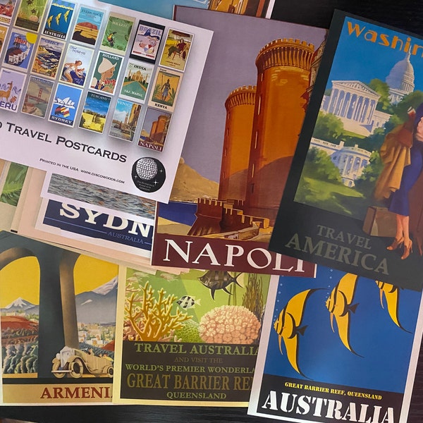 World Travel Postcard Set - Set of 25 Postcards - Vintage - Travel ...
