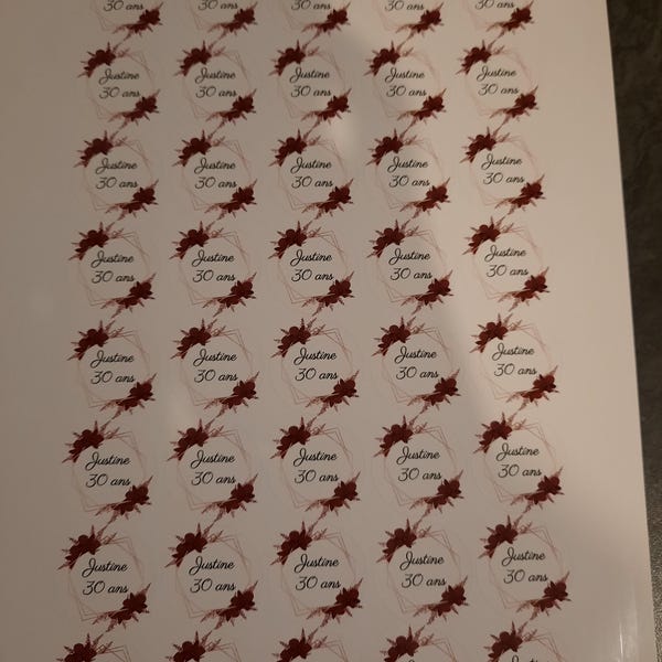 100 Models / Personalized Self-adhesive Labels 3 or 4 or 5 or 6 Cm / A4 ...