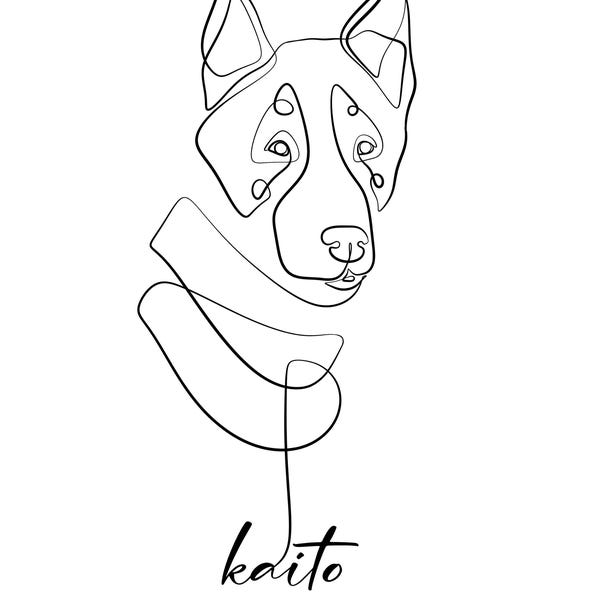 Custom Dog Portrait, Line Drawing, Pet Art, Line Dog Portrait, Dog ...