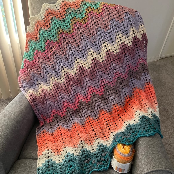Sundance Throw Blanket Crochet Pattern, Granny Ripple Stitch Blanket ...