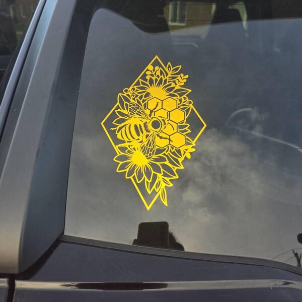 Geometric Bumblebee Sunflower Premium Vinyl Decal || Custom Designed ...