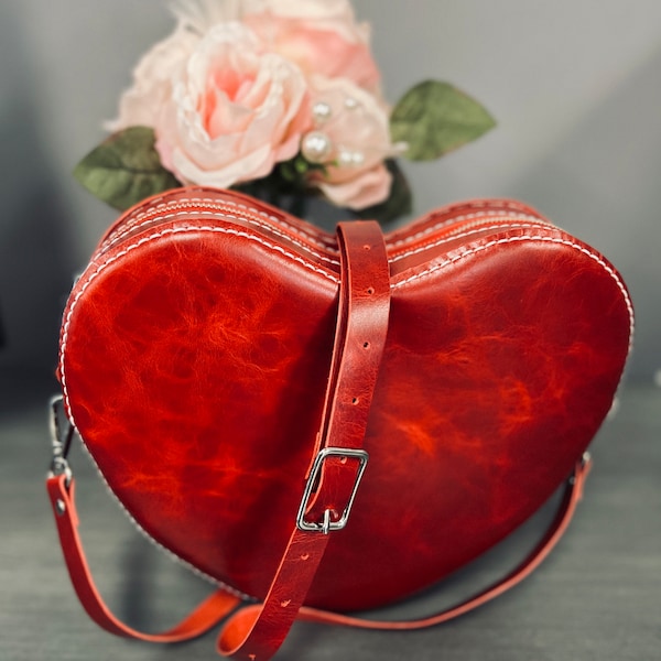 Valentines Day Gift Unique Leather Bag Pattern With Heart Shaped ...