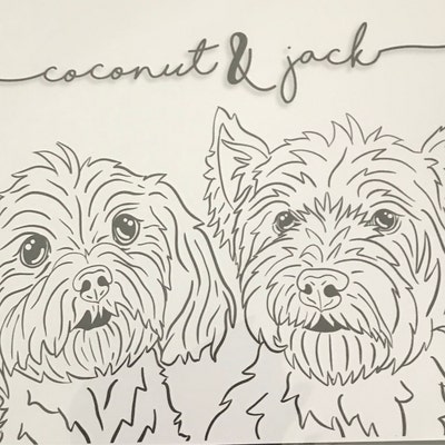 Lilly Inspired Pet Name Line Drawing Portrait - Etsy