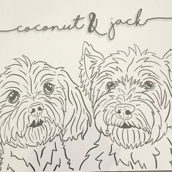 Lilly Inspired Pet Name Line Drawing Portrait - Etsy