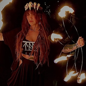 Black Dancing Dakini Hooded Backless Dress Witch Tribal Fusion Bamboo ...