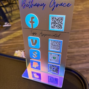 6 QR Codes Sign With Business Card Holder Social Media Signs Payment ...