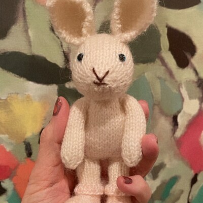 Toy knitting pattern for a small rabbit with removable clothes 7 inches ...