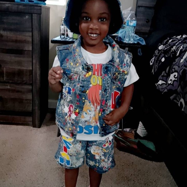 Kids Custom Characters Denim Jean Birthday Outfit - Etsy