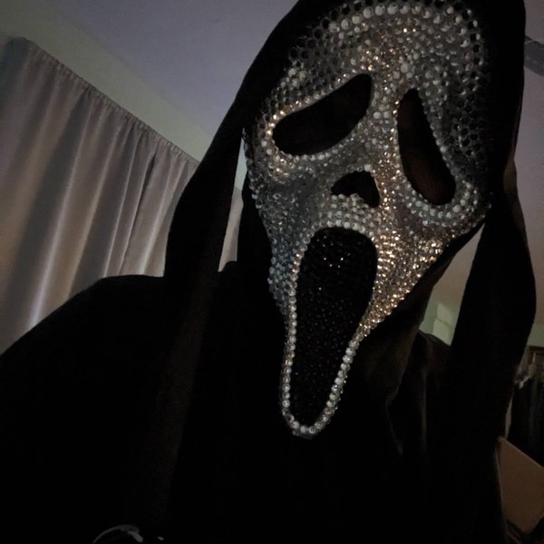 Ghostface Scream Crystal Bling Rhinestone Mask With Dripping Blood - Etsy