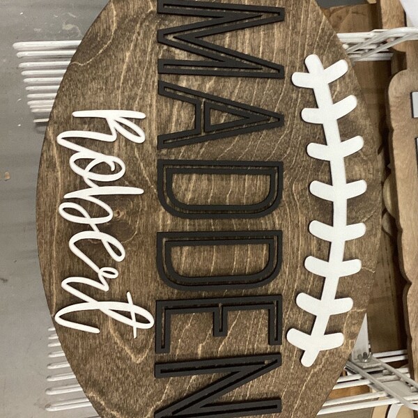 Football Name Sign | 18-36" Diameter | Round Sign | Child Baby Name ...