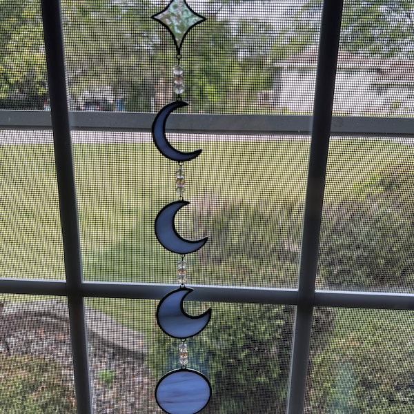 Handmade Stained Glass Celestial Moon Phases Wall Art. Lunar Phases ...