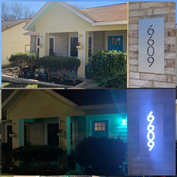 XL Vertical Lighted Address Sign, Address Plaque, Large Modern ...