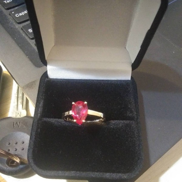 14kt Gold Ruby Ring, Ruby Teardrop Ring, Ruby Pear Ring, Dainty Ring ...