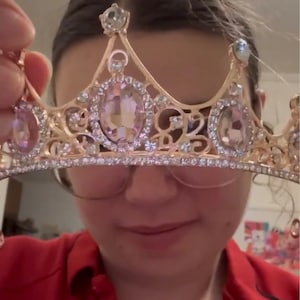 Fiona's Tiara in Gold Color Metal & Clear Crystal Faux Diamond Details ...