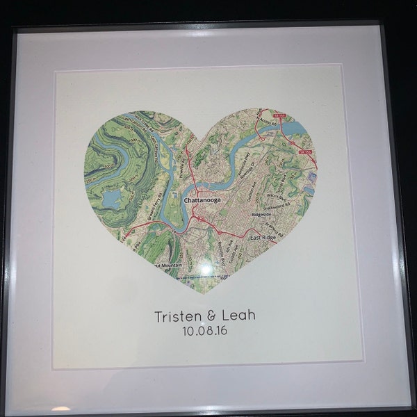 Couples Map Art- Engagement Location Gift, Map Theme Wedding Gift ...