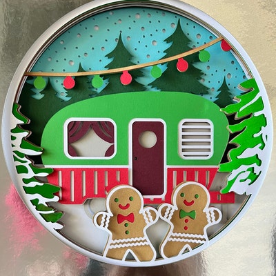 Christmas Gingerbread Camper 3D SVG Layered Shadow Box RV Glamping ...