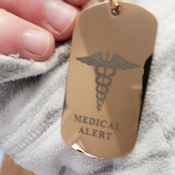 Personalized Medical Alert Necklace Custom SOS Alarm Metal Tag for Men ...