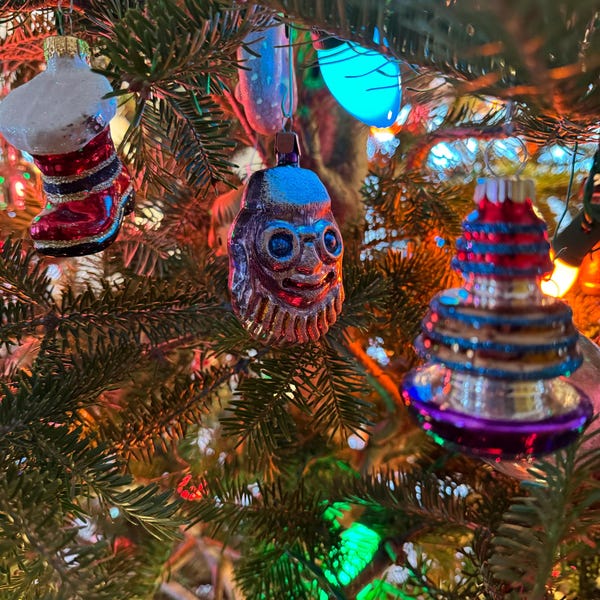 BALL- Glass Vintage Christmas Tree Ornament, Retro Home Decor, Xmas ...