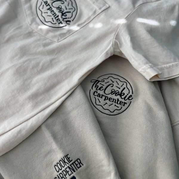 Custom Logo Adult Unisex Comfort Colors Pocket Tee | Embroidered Logo ...