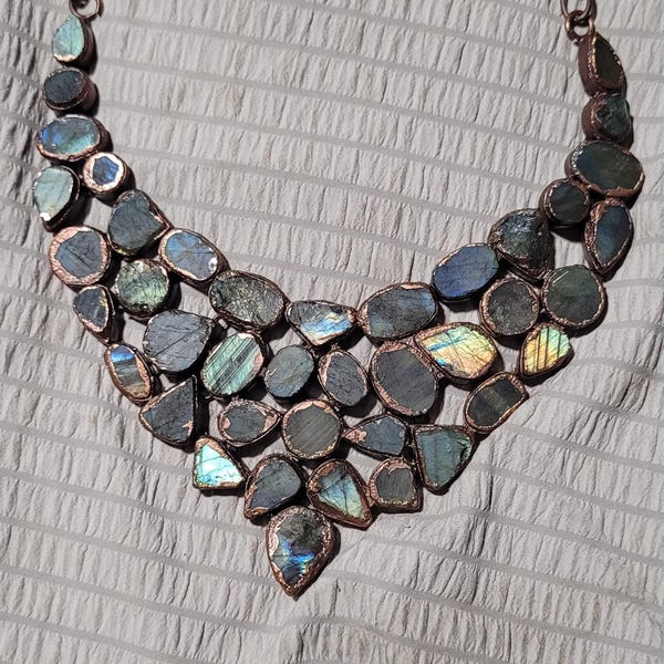 Red Flash Labradorite Gemstone Pendant Copper Wire Wrapped Pendant ...