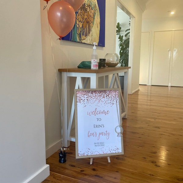 EDITABLE Hen Party Welcome Sign, Rose Gold Hen Party, Hen Party Welcome ...