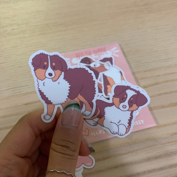 Cute Puppy Stickers - Australian Shepherd Puppy - Red Tri Aussie - Cute ...