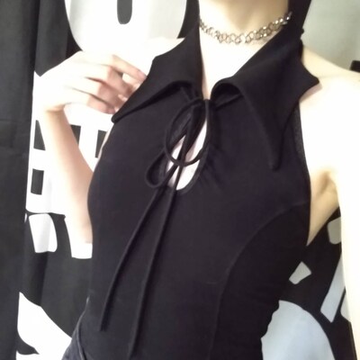 Bat Crop Top, Bat Wing Top, Black Crop Top, Summer Shirt, Halter Tank ...