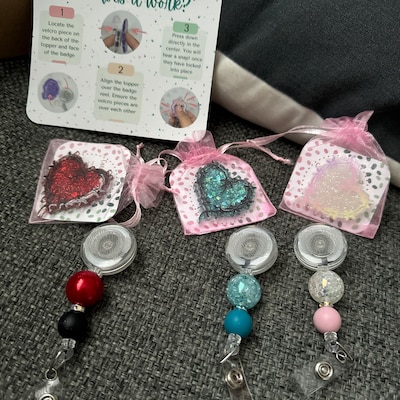Kawaii Badge Reel Cute Badge Clip for Women, Bling Badge ID Holder for ...