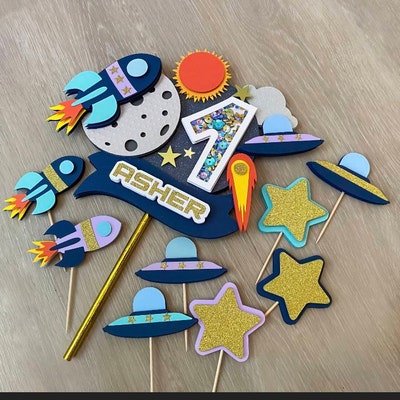 Space Cake Topper, Space Birthday Party, Outer Space Birthday ...