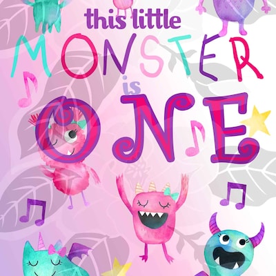 Watercolor Girly Monsters Clipart Girl Monster Birthday Party Cute Pink ...
