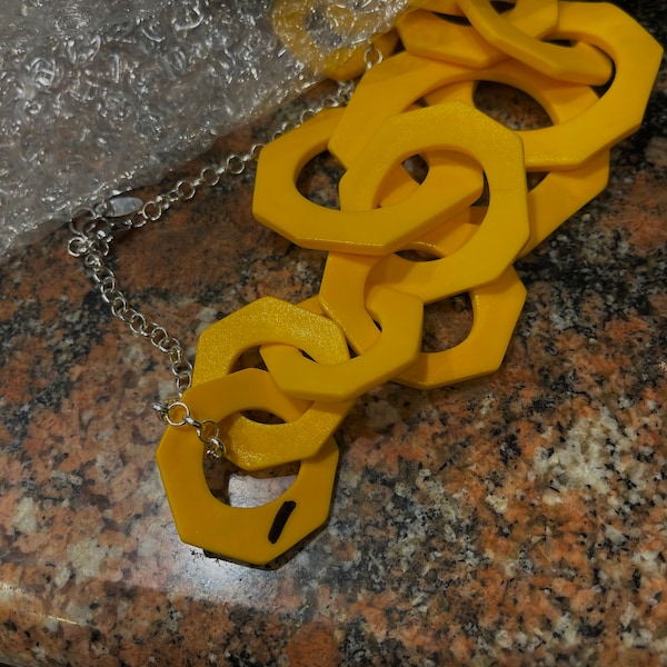 Lime Yellow Polymer Clay Chain Necklace: Handmade Statement Jewelry - Etsy