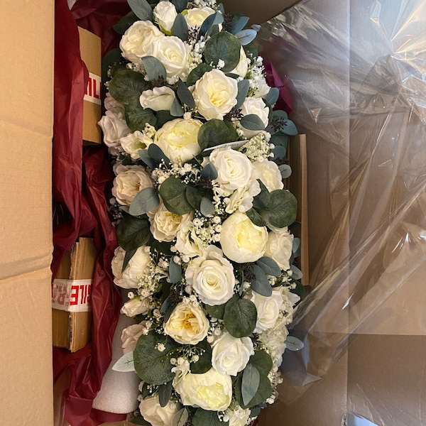 Large Classic Ivory Rose & Peony Wedding Table Centrepiece Arrangement ...