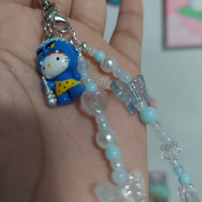 Cute Clear and Blue Phone Charm Keychain Strap AirPod Backpack - Etsy