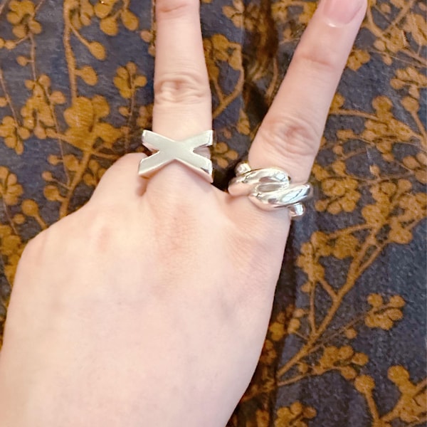 Silver Wavy Ring, S Ring, Sterling Silver, Wavy Statement Ring, Zig Zag ...