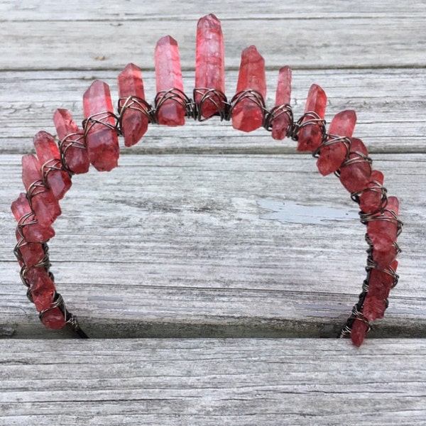 Frosted Red Quartz Crystal Spike Beads Crystal Points Raw Quartz Long ...