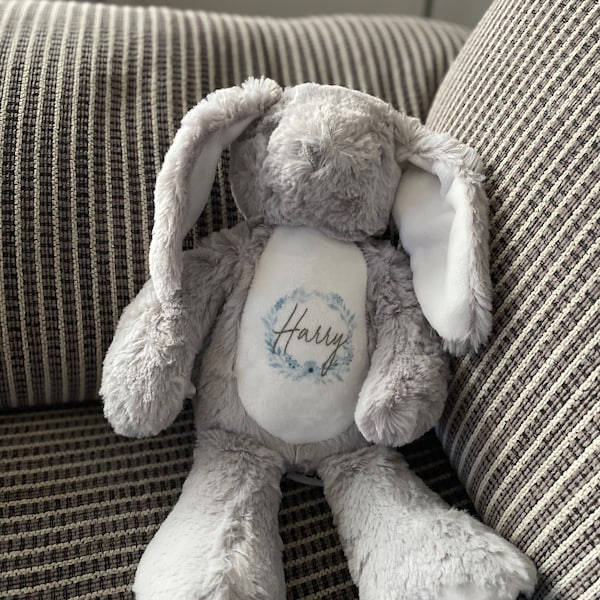 Personalised Bunny Rabbit, New Baby Gift, Customised Plush Soft Toy ...