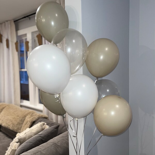 Neutral Tone Latex Balloons: Stone, Sand, Clear - Party Decorations - Etsy