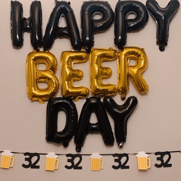 Beer Birthday Banner - Beer Garland - Cheers to 30 Years Banner ...