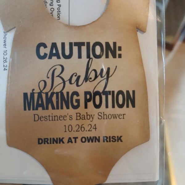 Caution Baby Making Potion (my Large Onesie Shape Tag) 2 1/2" X 3 1/2 ...