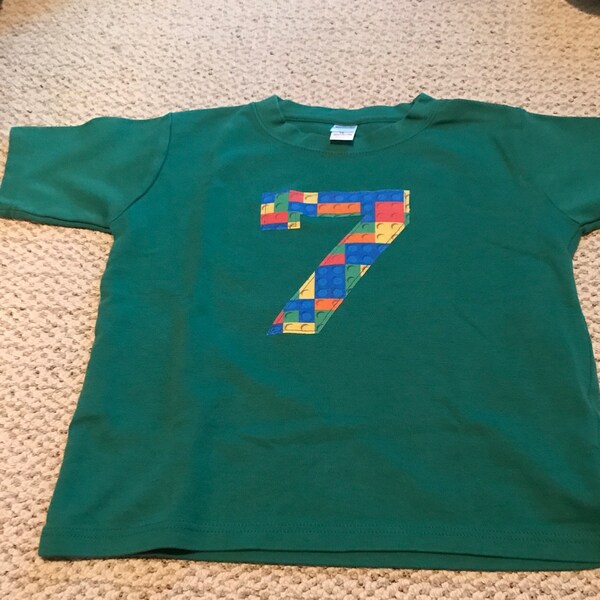 Boys Building Blocks Birthday Shirt, Construction Bricks, Primary ...