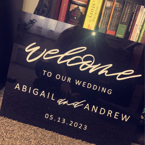 Acrylic Wedding Welcome Sign, Bride and Groom, Modern Decor, Clear ...