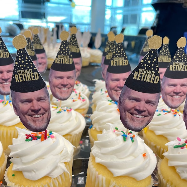 Personalized Face Cupcake Toppers, Retirement Photo Cupcake Toppers ...