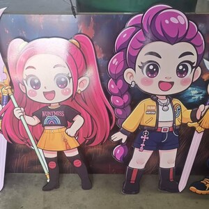 Printable Kpop Chibi Anime Hunter Girls Cutouts, Kawaii Idol Warriors ...