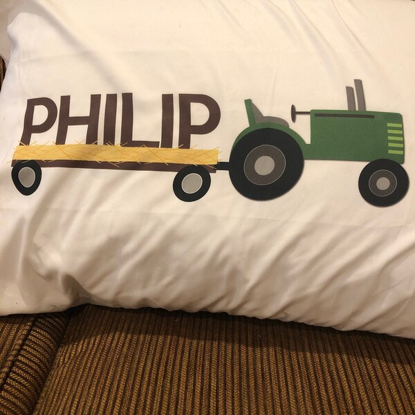 Personalized Tractor Pillowcase / Pillow in 3 Sizes - Custom Pillowcase ...