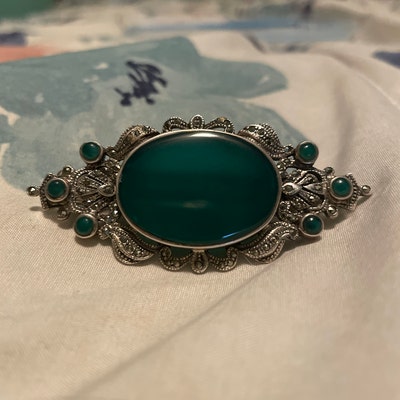 Antique Czech Max Neiger Enamel Paste Flower Brooch Art Deco Rhinestone ...